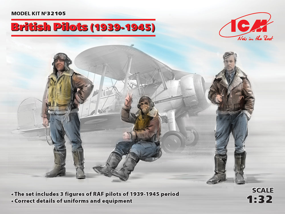ICM 1/32 RAF Pilots (1939-1945) Plastic Figure Set 32105