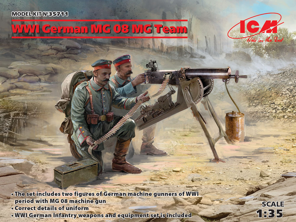 ICM 1/35 WW1 German MG08 MG Team Set 35711