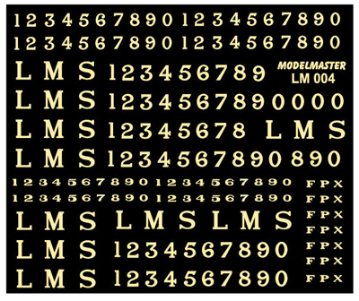 Modelmaster Decals OO LMS Locomotive Lettering and Numbers 1928-1947 ...