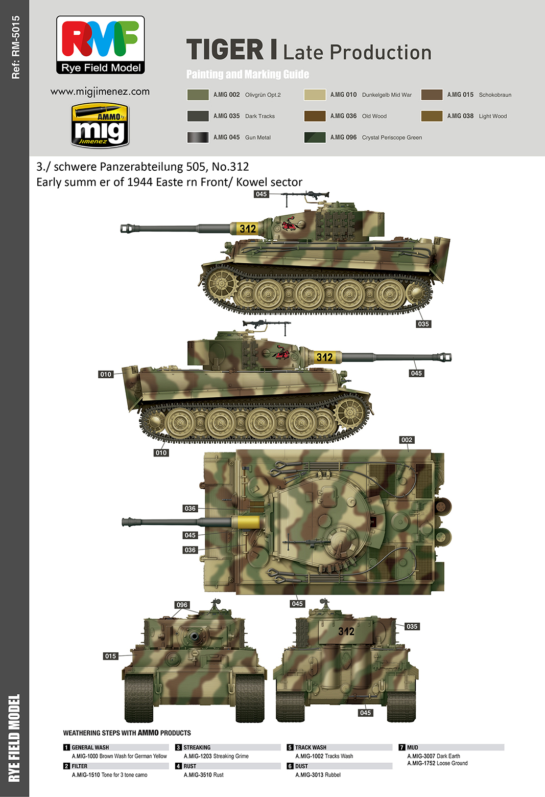 Rye Field Model 1/35 German Tiger 1 Late Production Tank Kit RM-5015
