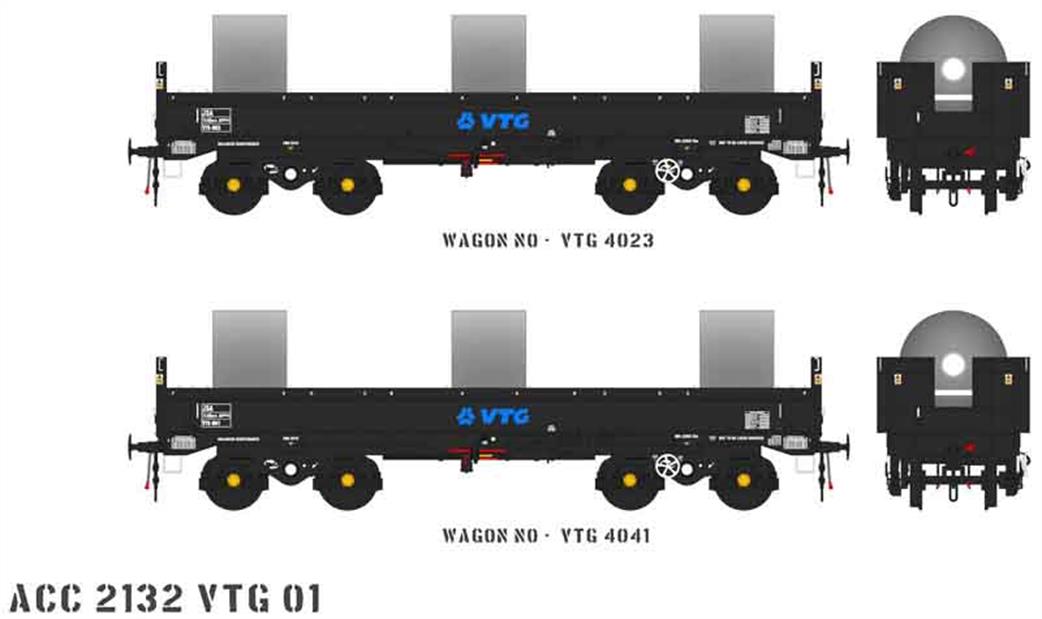 Accurascale OO ACC2132VTGO1 VTG JSA Open Steel Coil Wagon Twin Pack 1