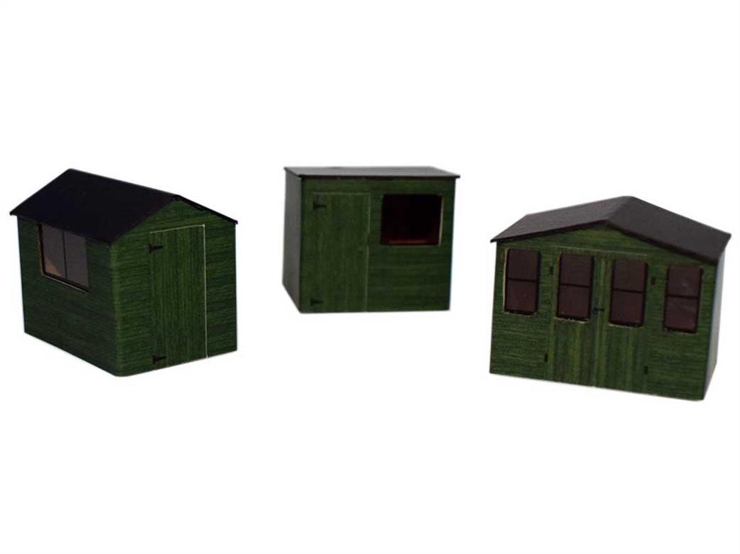 ATD Models OO ATD017 Three Green Garden Sheds Card Construction Kit