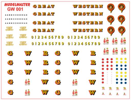 Modelmaster Decals GW001 GWR Locomotive Lettering 1889-1948 OO