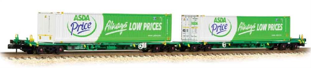 Graham Farish N 377-368 Intermodal Bogie Wagon with ASDA Containers